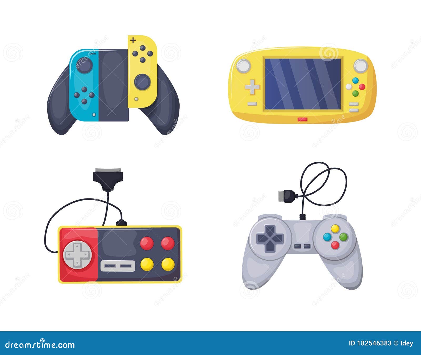 Game Console Objects Set. Gamepad, Playing Joystick, Video Console, Joy ...