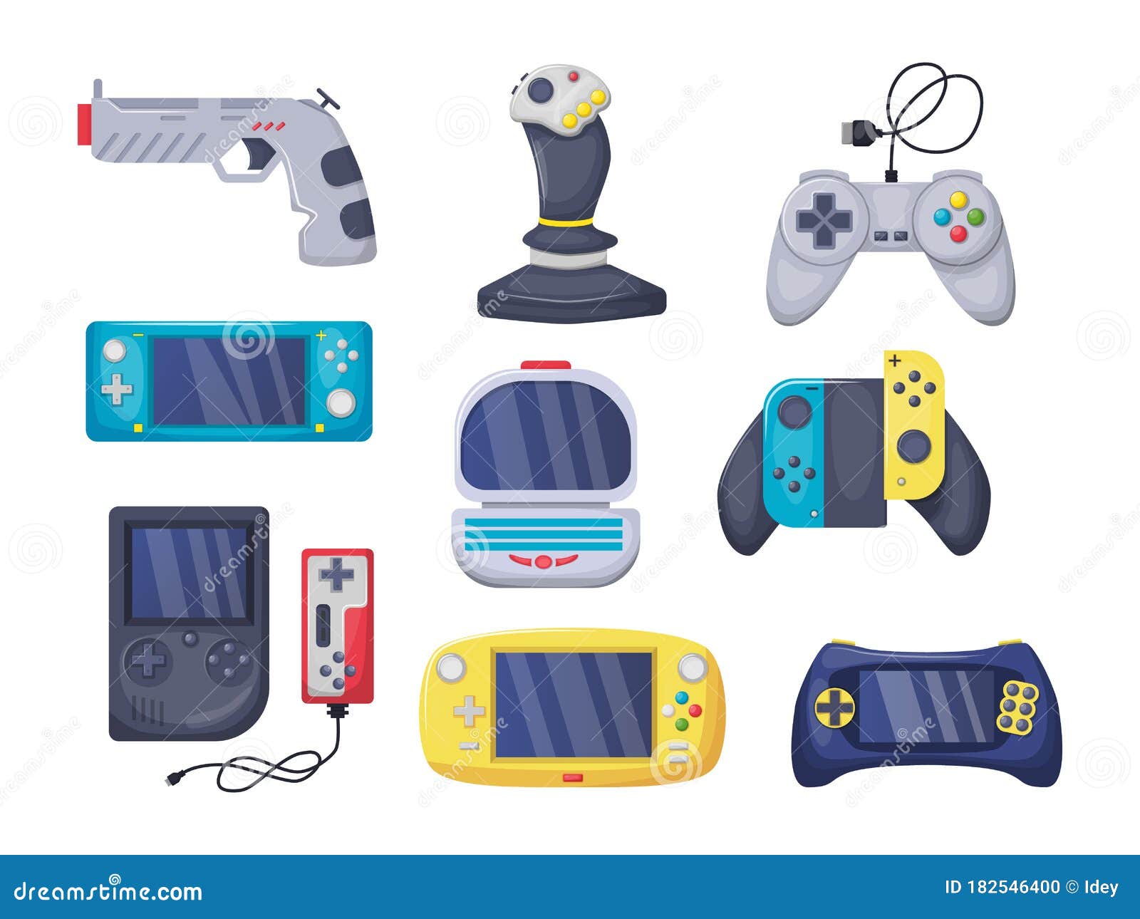 Game Console Objects Set. Gamepad, Playing Joystick, Video Console, Joy ...