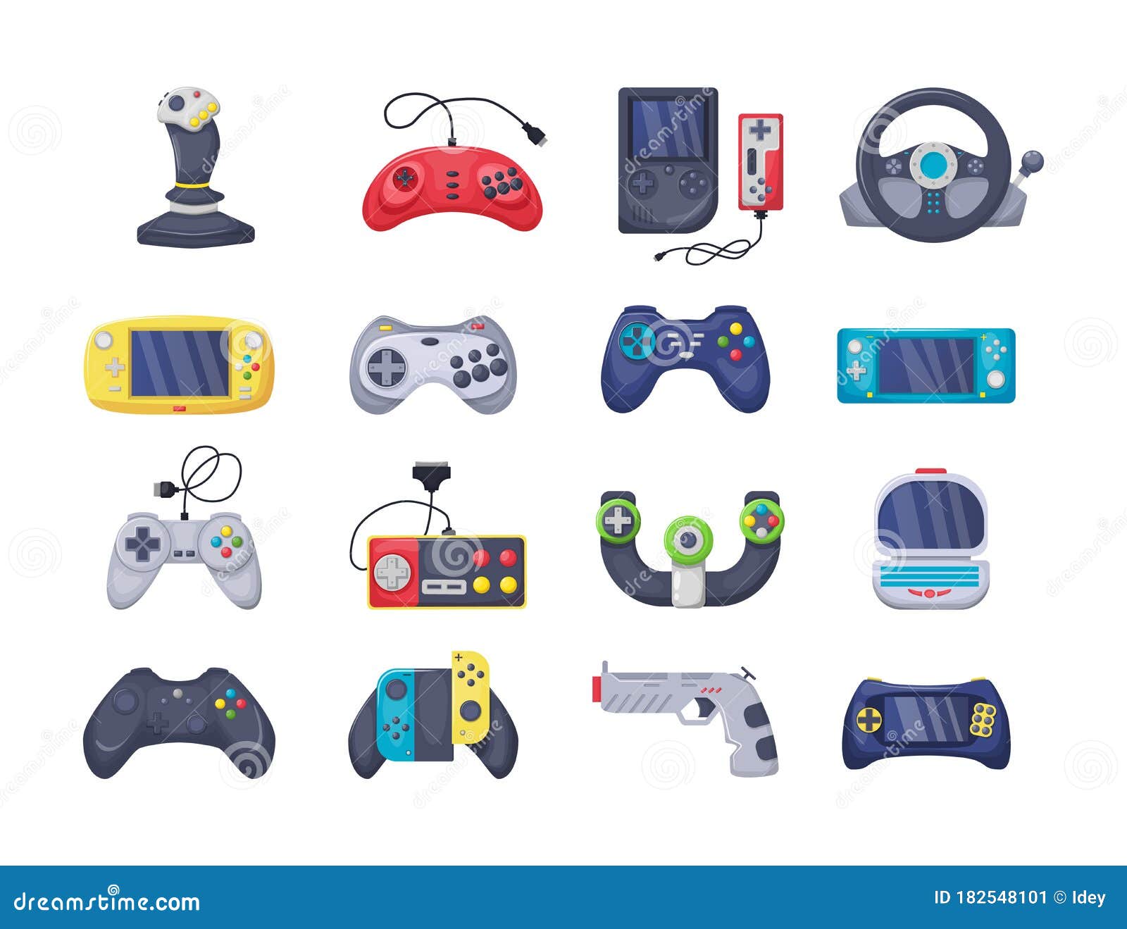 Game Console Objects Set. Gamepad, Playing Joystick, Video Console, Joy ...