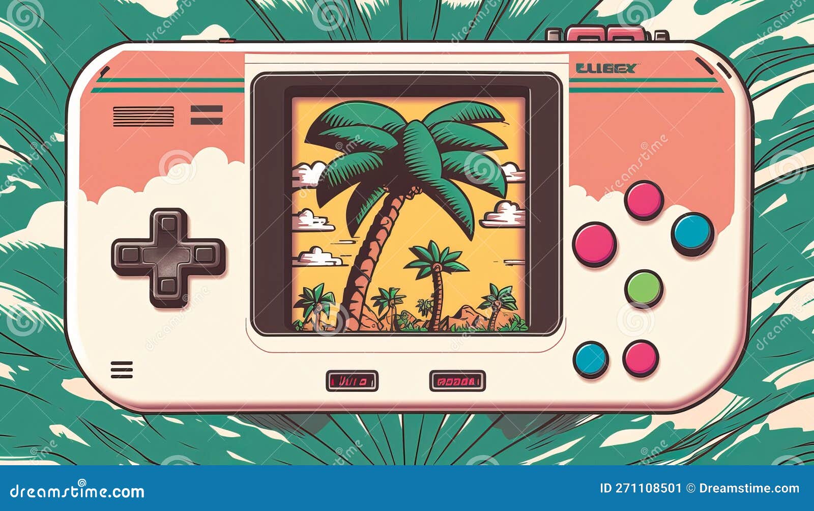 Game Console, Palm 90s. Modern Collage in Retro Colors for Party Design ...