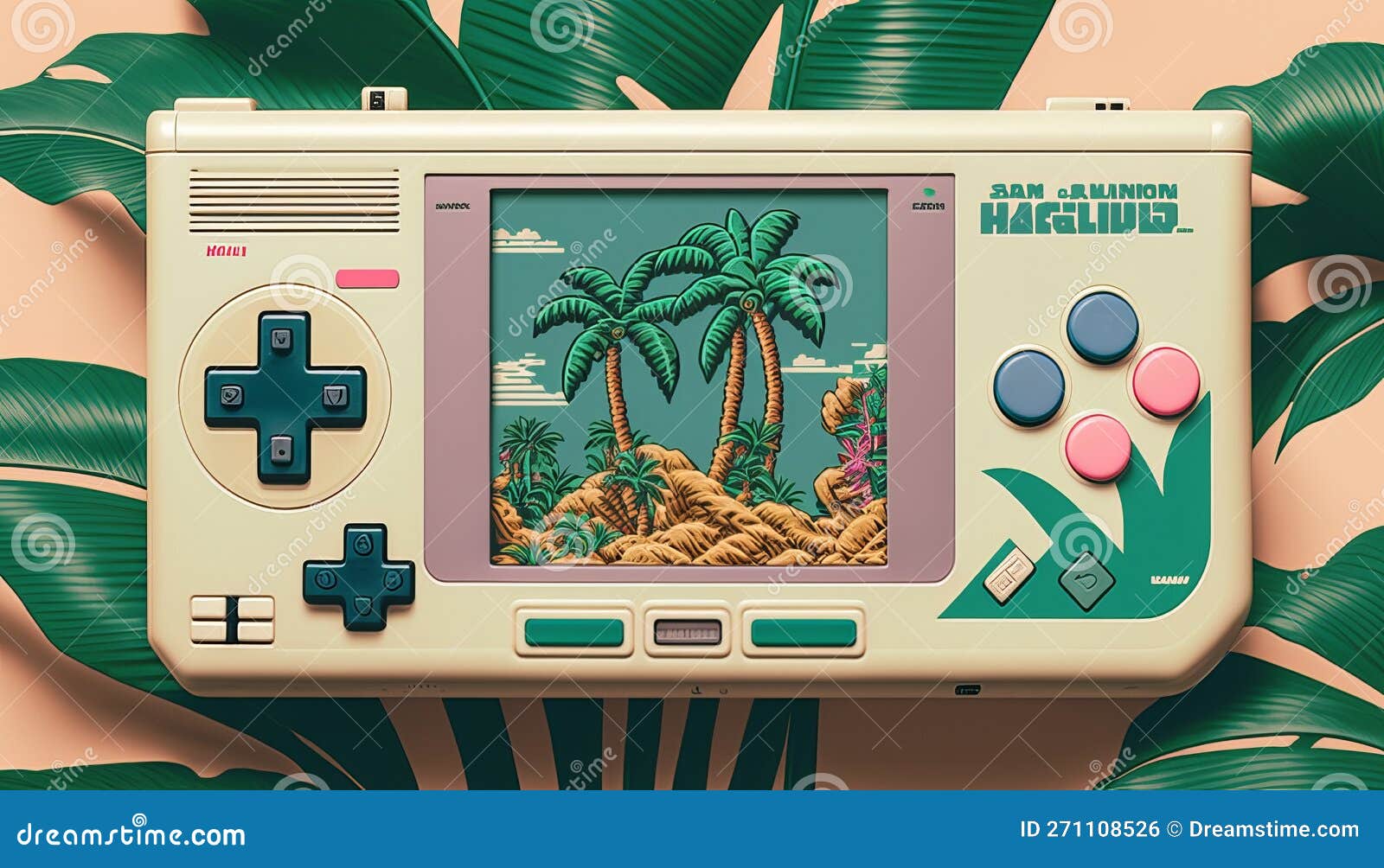 Game Console, Palm 90s. Modern Collage in Retro Colors for Party Design ...