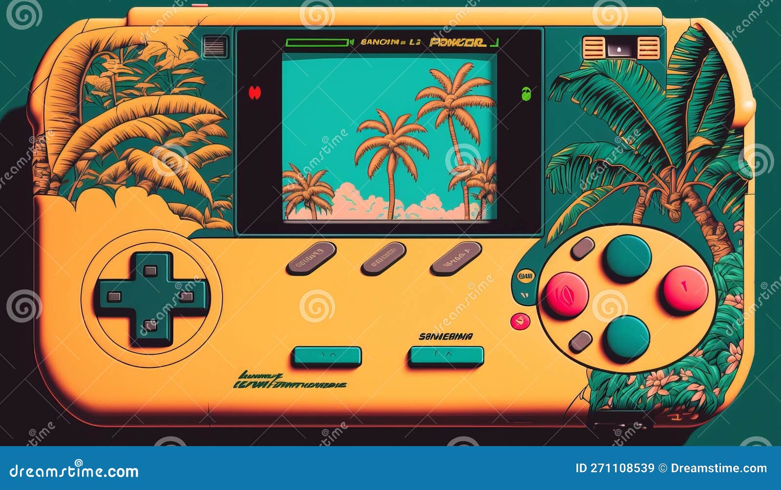 Game Console, Palm 90s. Modern Collage in Retro Colors for Party Design ...