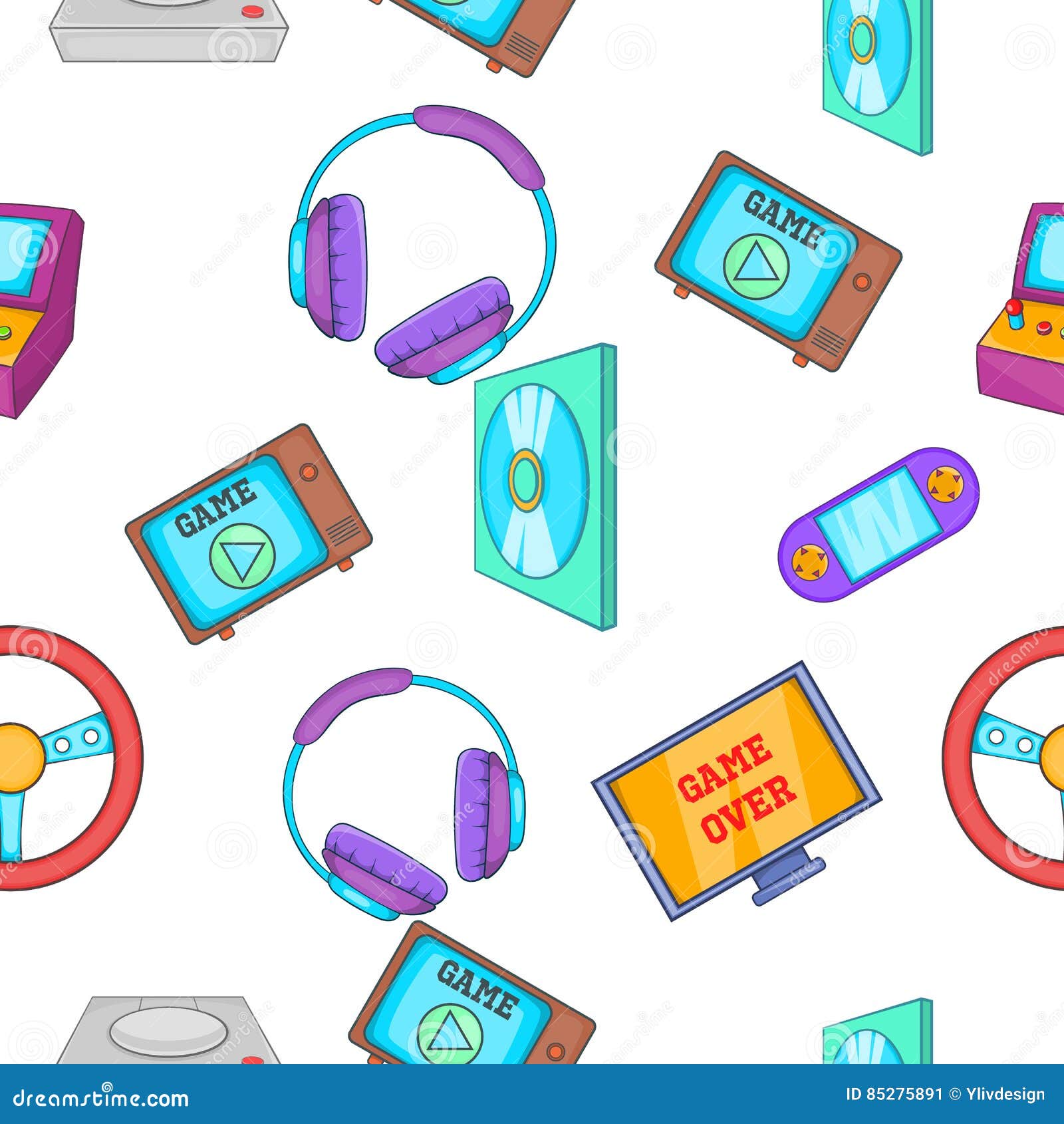 Game Console Pattern, Cartoon Style Stock Vector - Illustration of ...