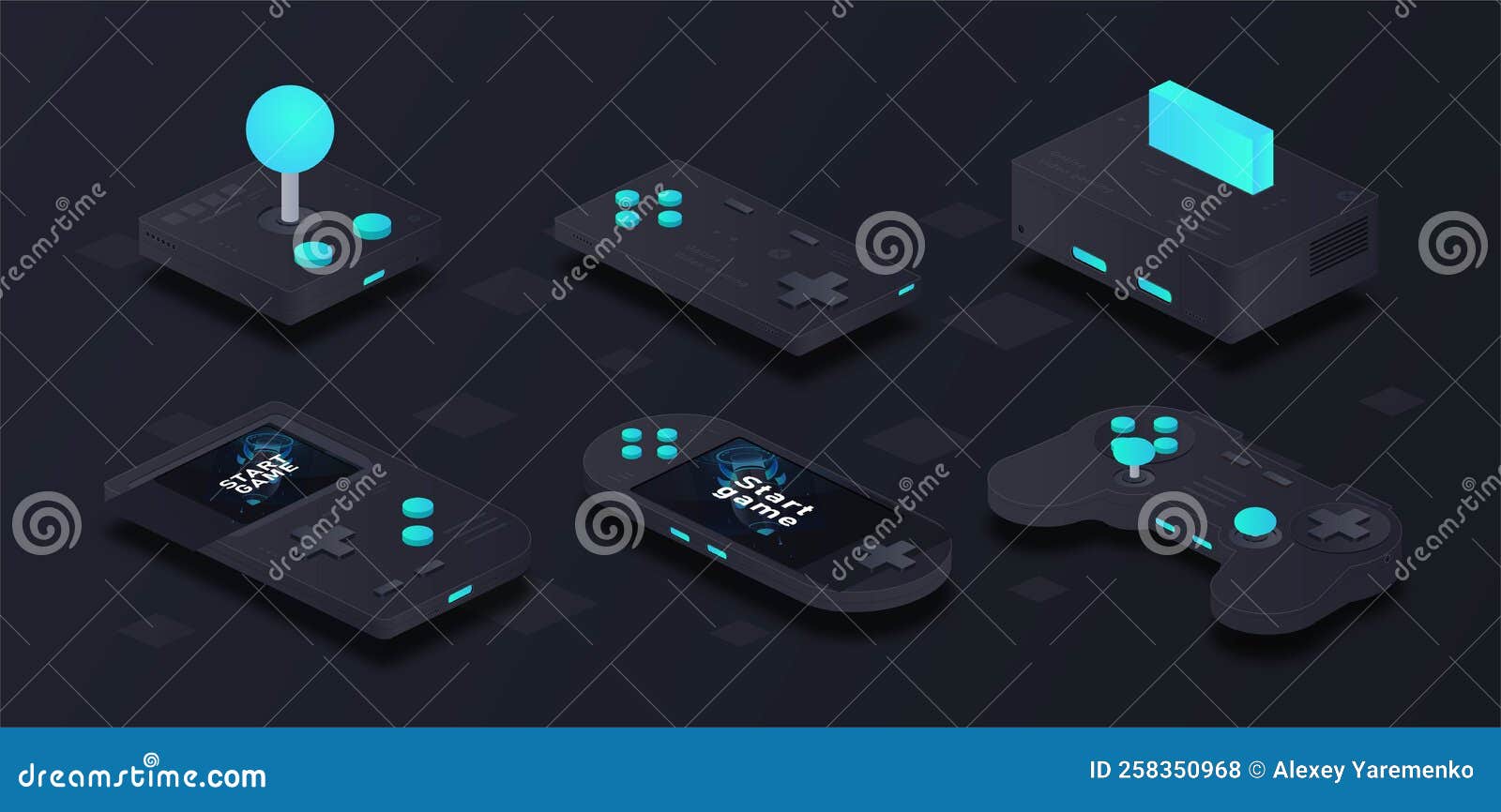 Game console set stock vector. Illustration of arcade - 258350968