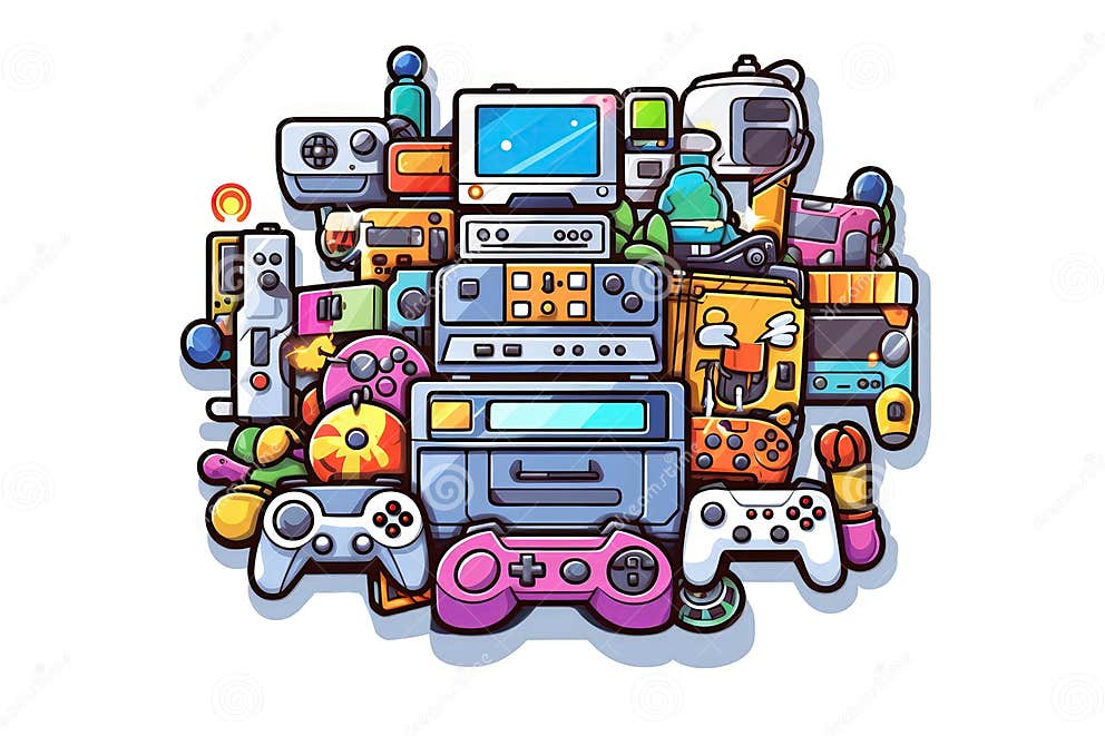 Game Console Sticker on White Background. Generative AI Stock ...