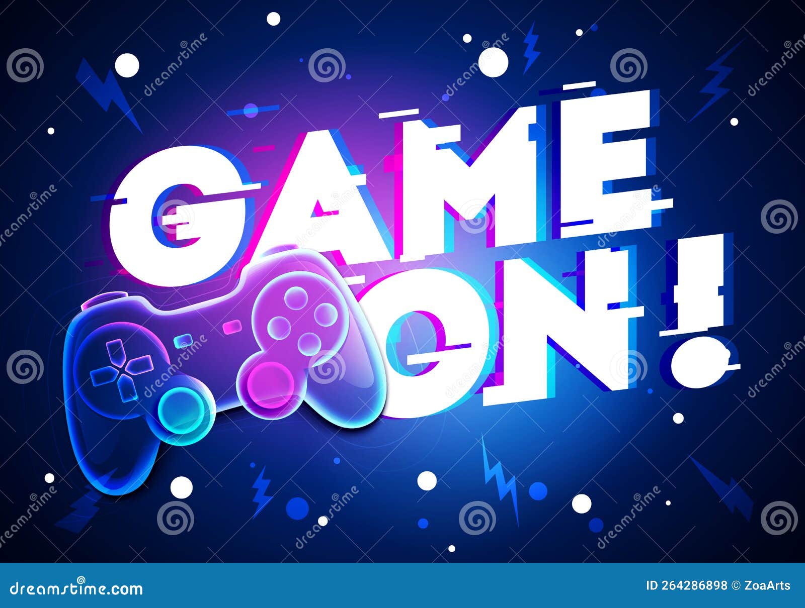 Game on Joypad in Neon Glitch Style Stock Vector - Illustration of ...