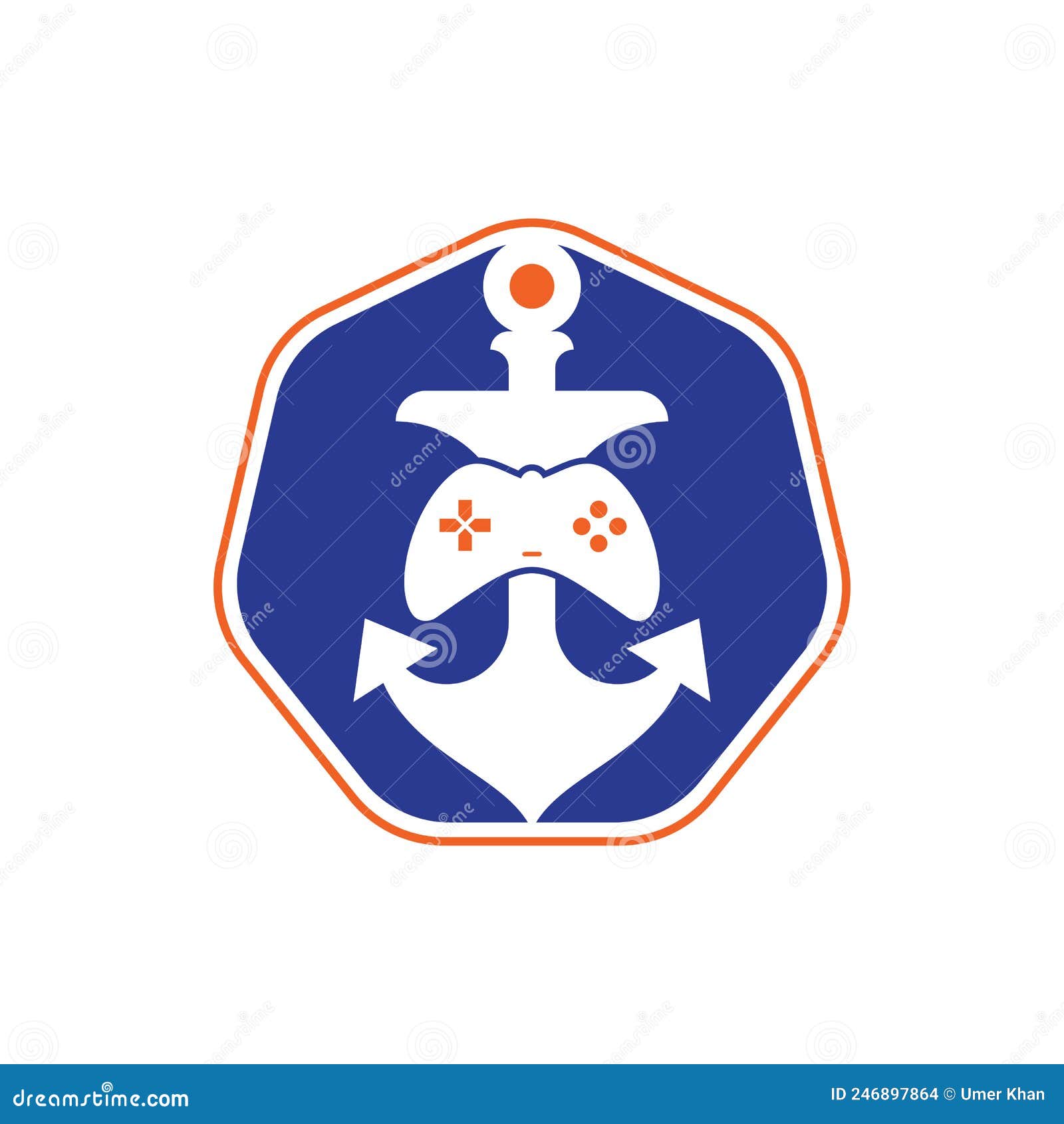 Game Controller and Anchor Logo Template. Stock Vector - Illustration ...