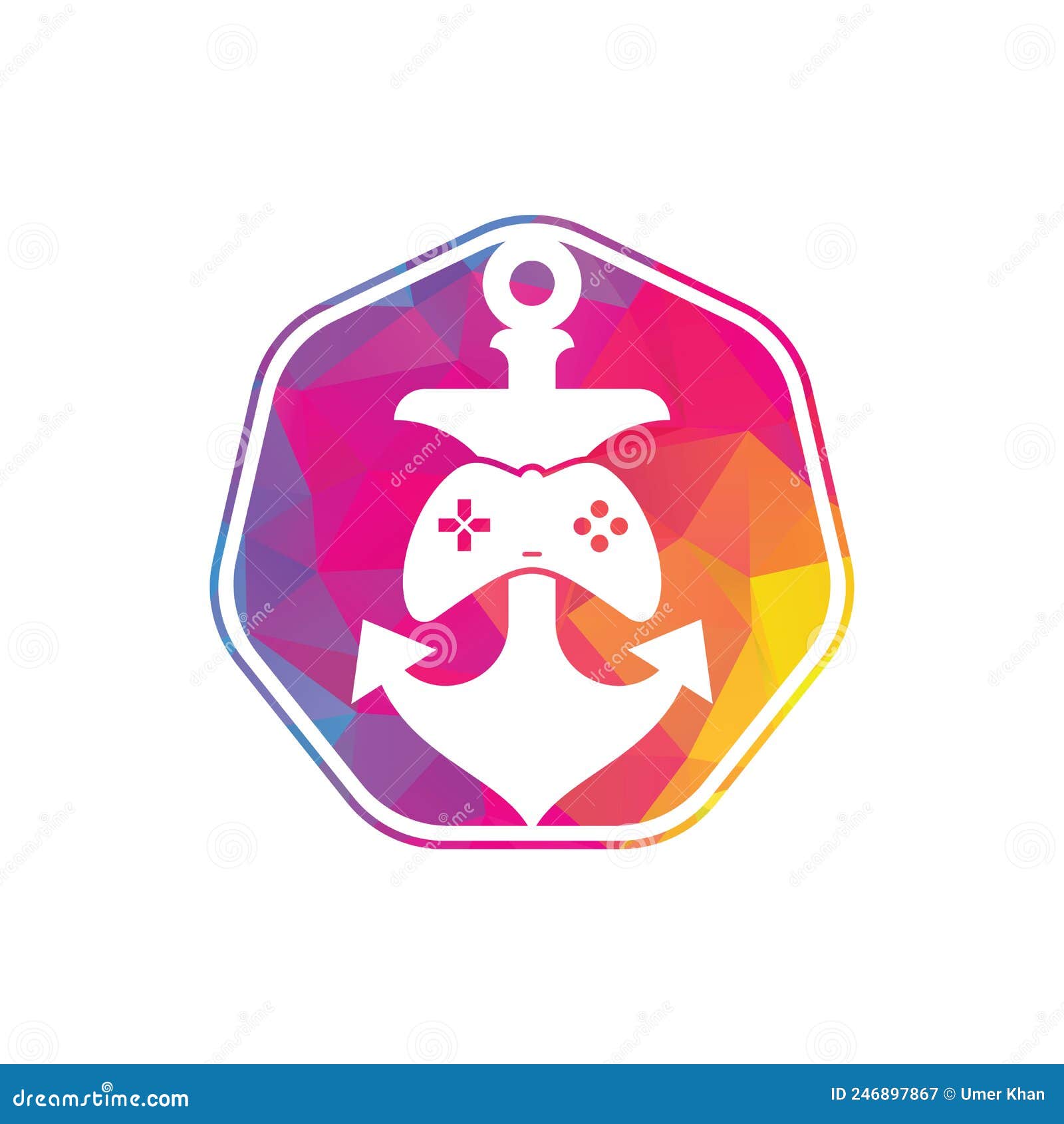 Game Controller and Anchor Logo Template. Stock Vector - Illustration ...