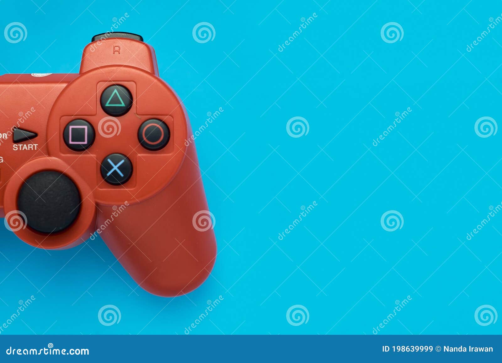 Game Controller on Blue Background Top View Stock Image - Image of ...