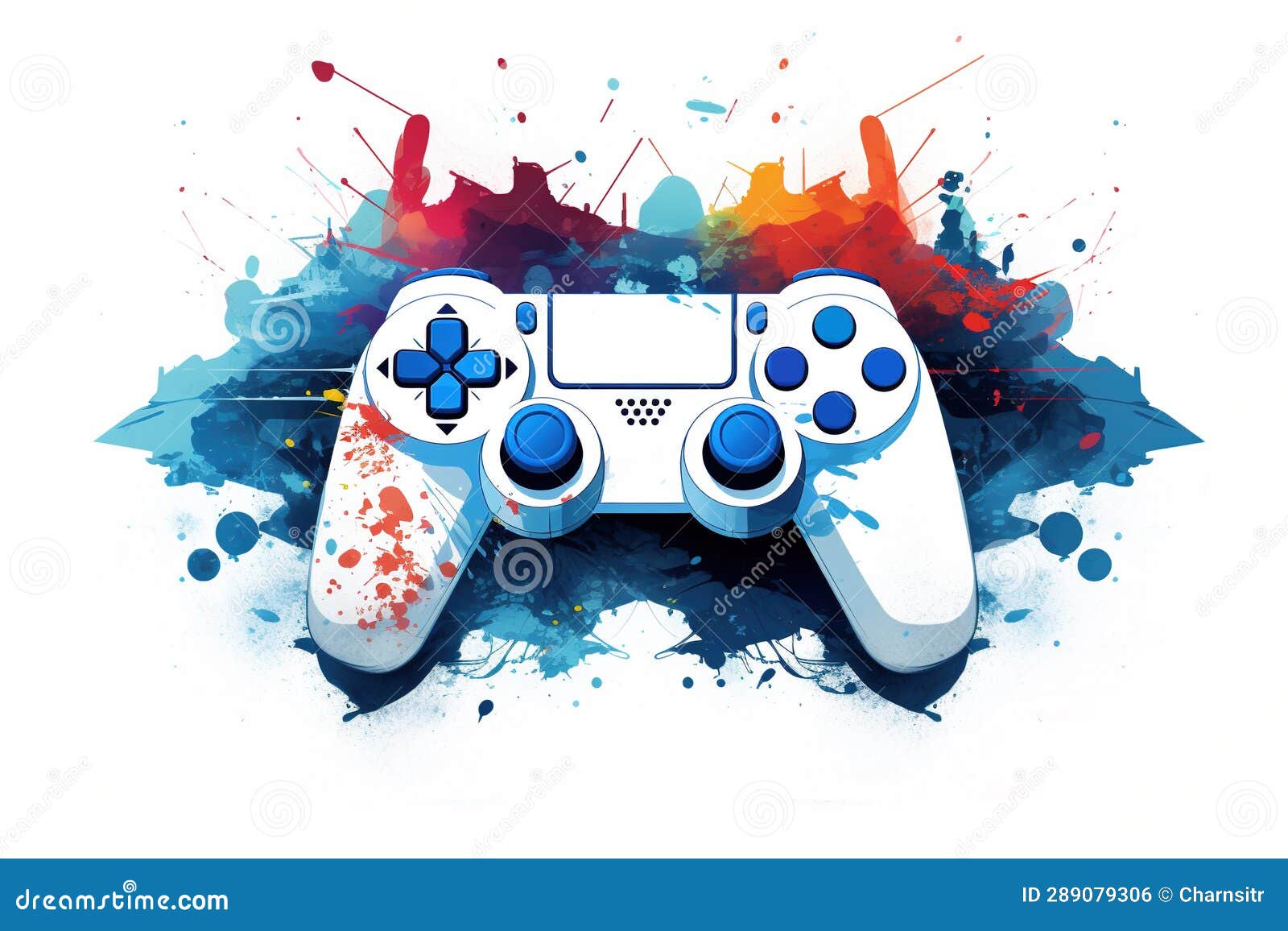 Game Controller with Colorful Spash Paint Background Created with ...