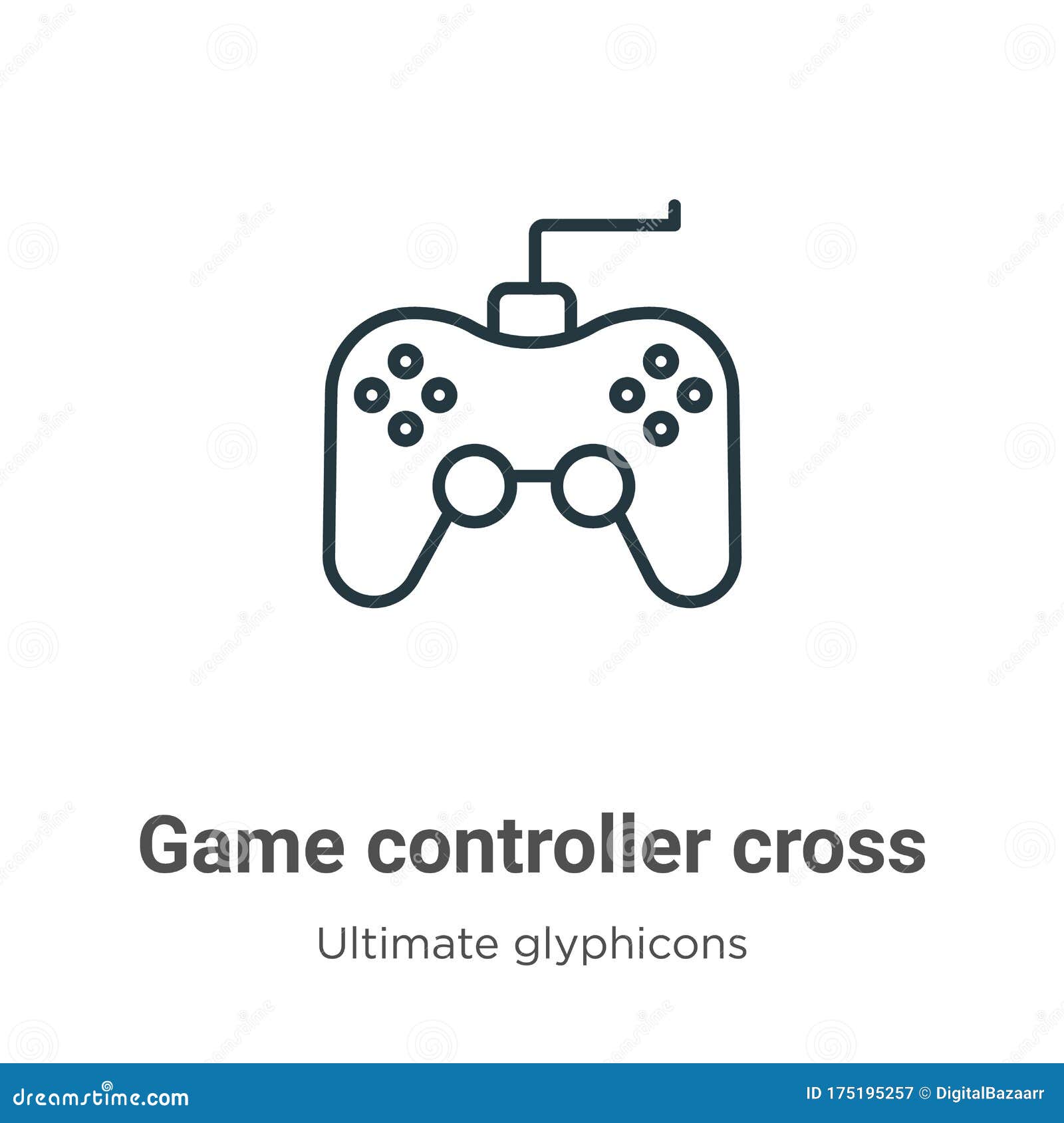 Game Controller Cross Outline Vector Icon. Thin Line Black Game ...