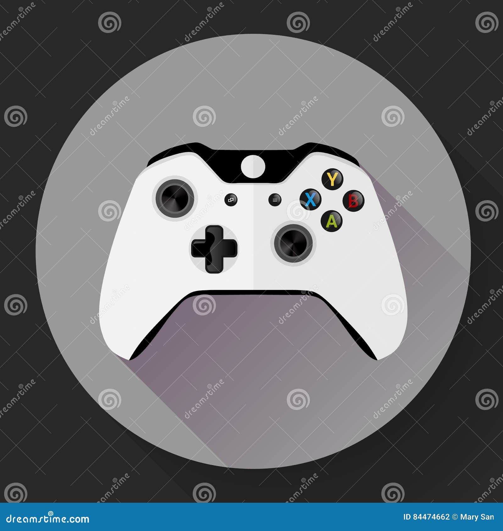 Game Controller Flat Icon with Long Shadow Stock Vector - Illustration ...
