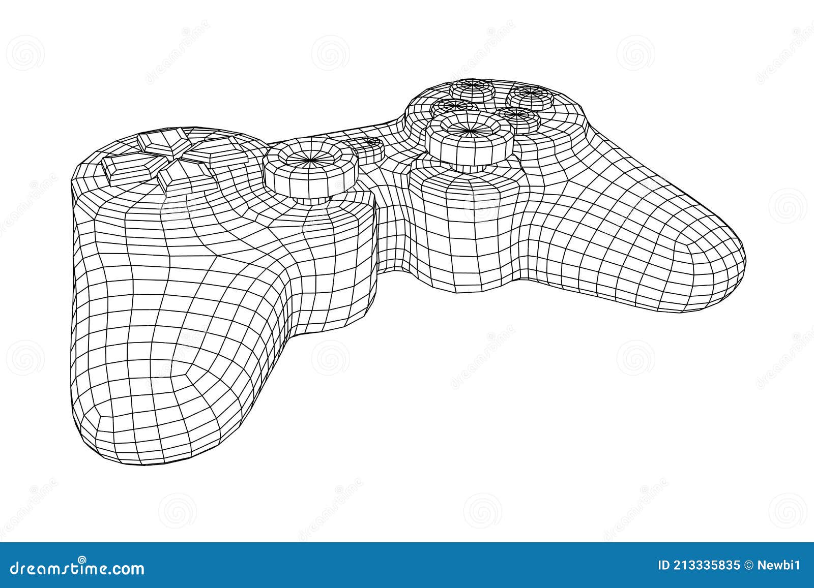 Game Controller or Gamepad for Videogames. Wireframe Low Poly Mesh ...