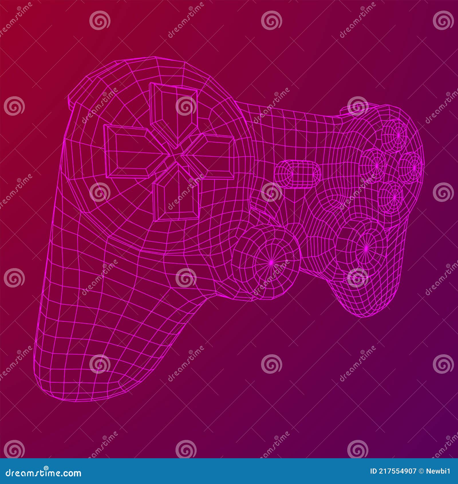 Game Controller or Gamepad for Videogames. Wireframe Low Poly Mesh ...