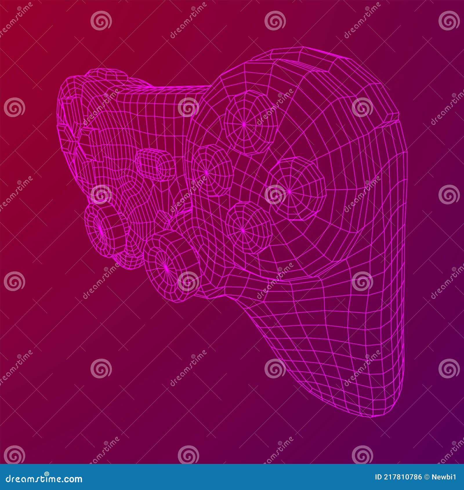 Game Controller or Gamepad for Videogames. Wireframe Low Poly Mesh ...
