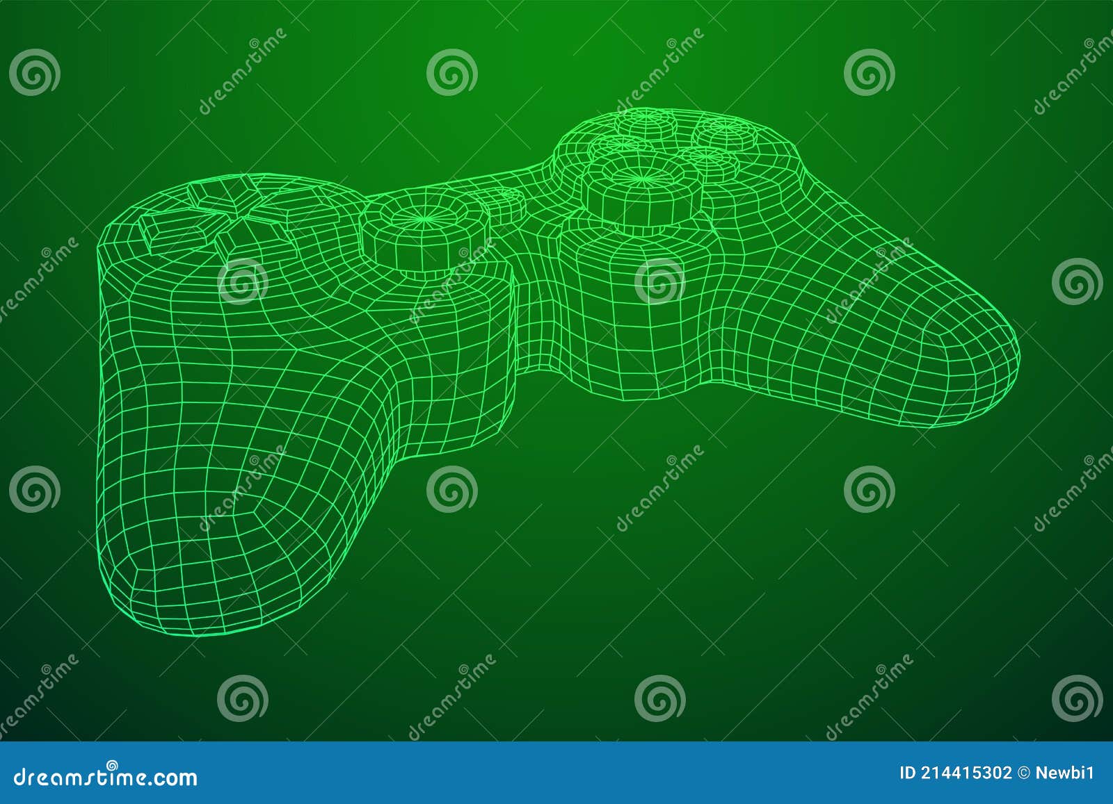 Game Controller or Gamepad for Videogames. Wireframe Low Poly Mesh ...
