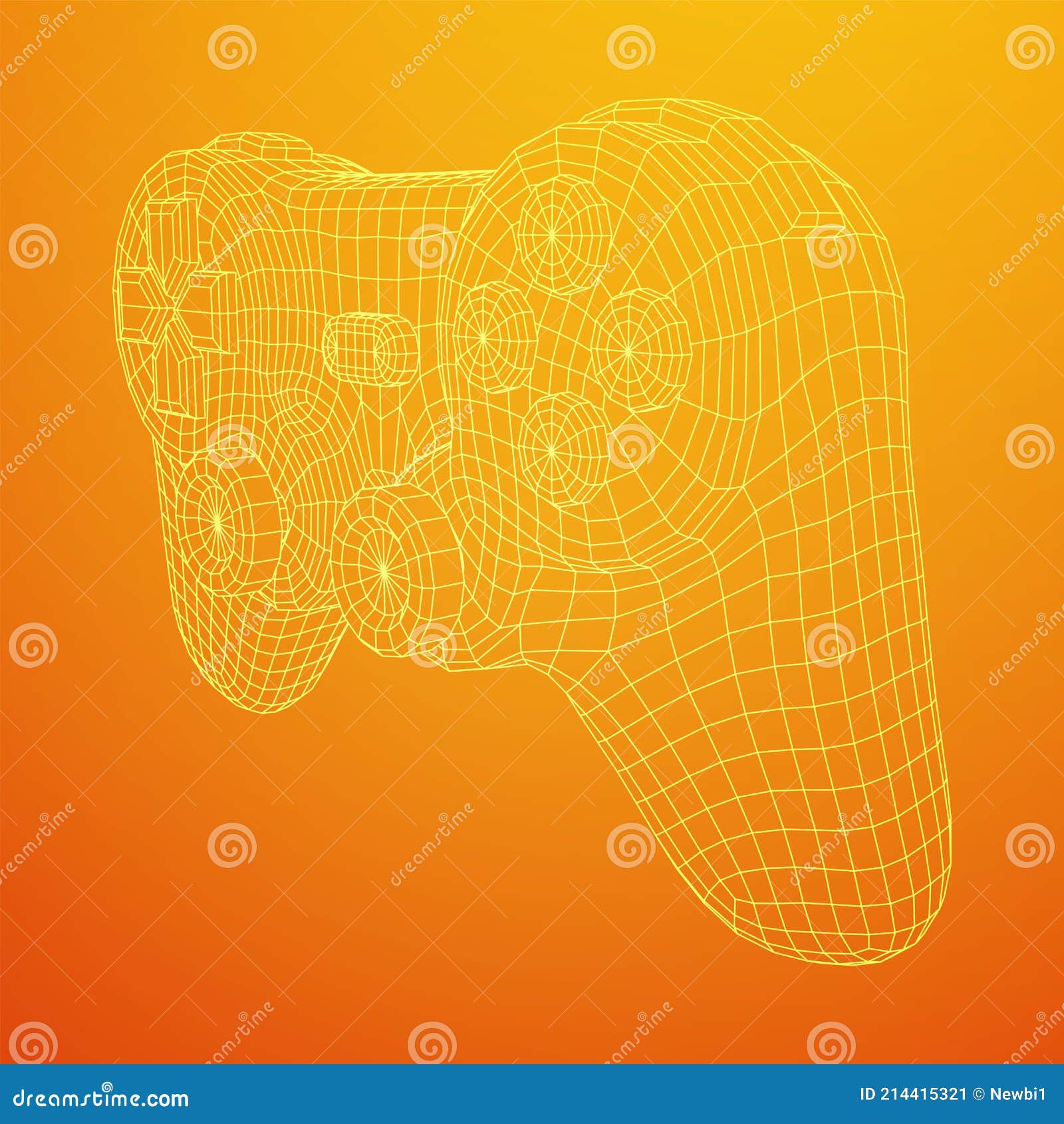 Game Controller or Gamepad for Videogames. Wireframe Low Poly Mesh ...