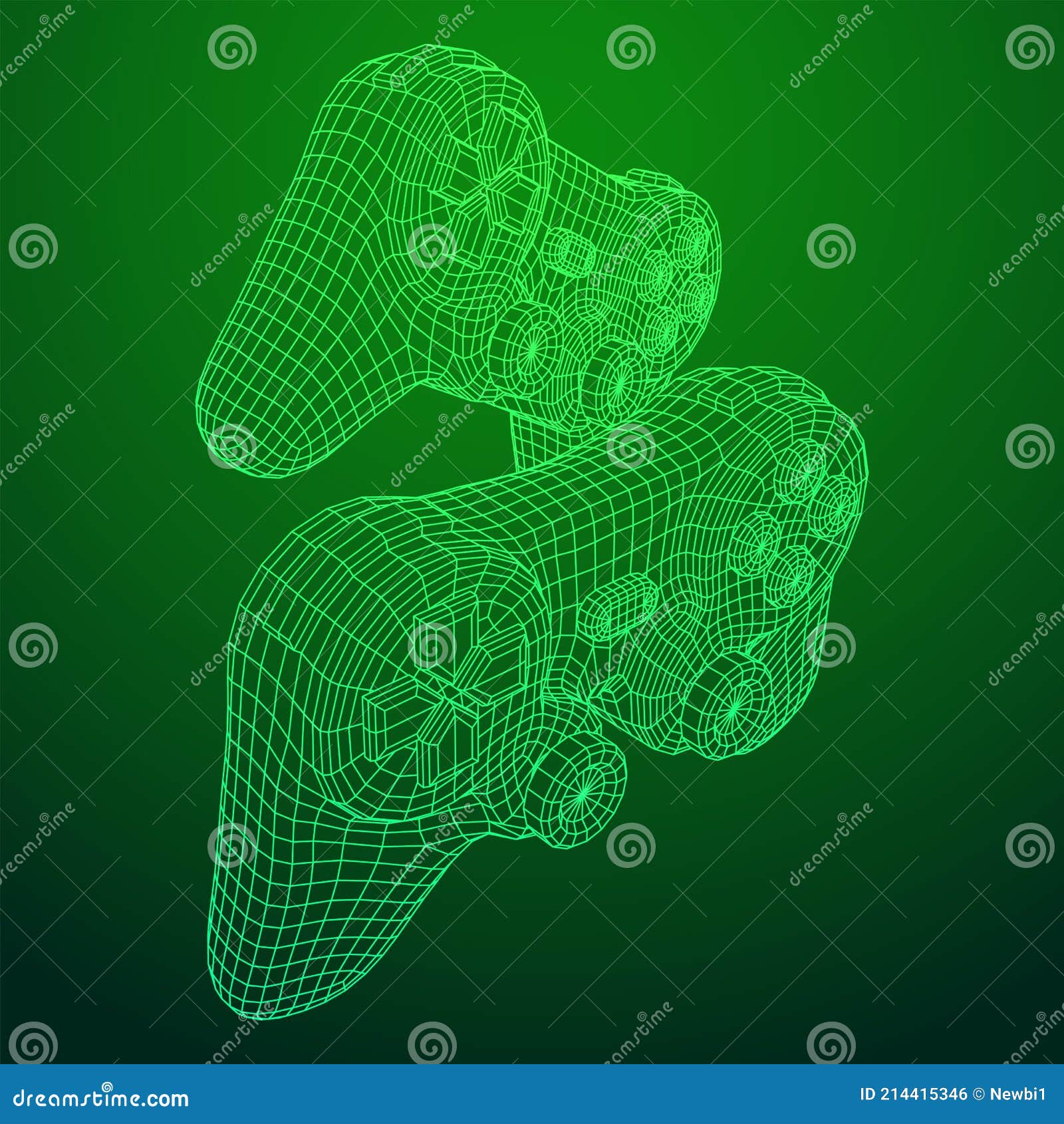 Game Controller or Gamepad for Videogames. Wireframe Low Poly Mesh ...