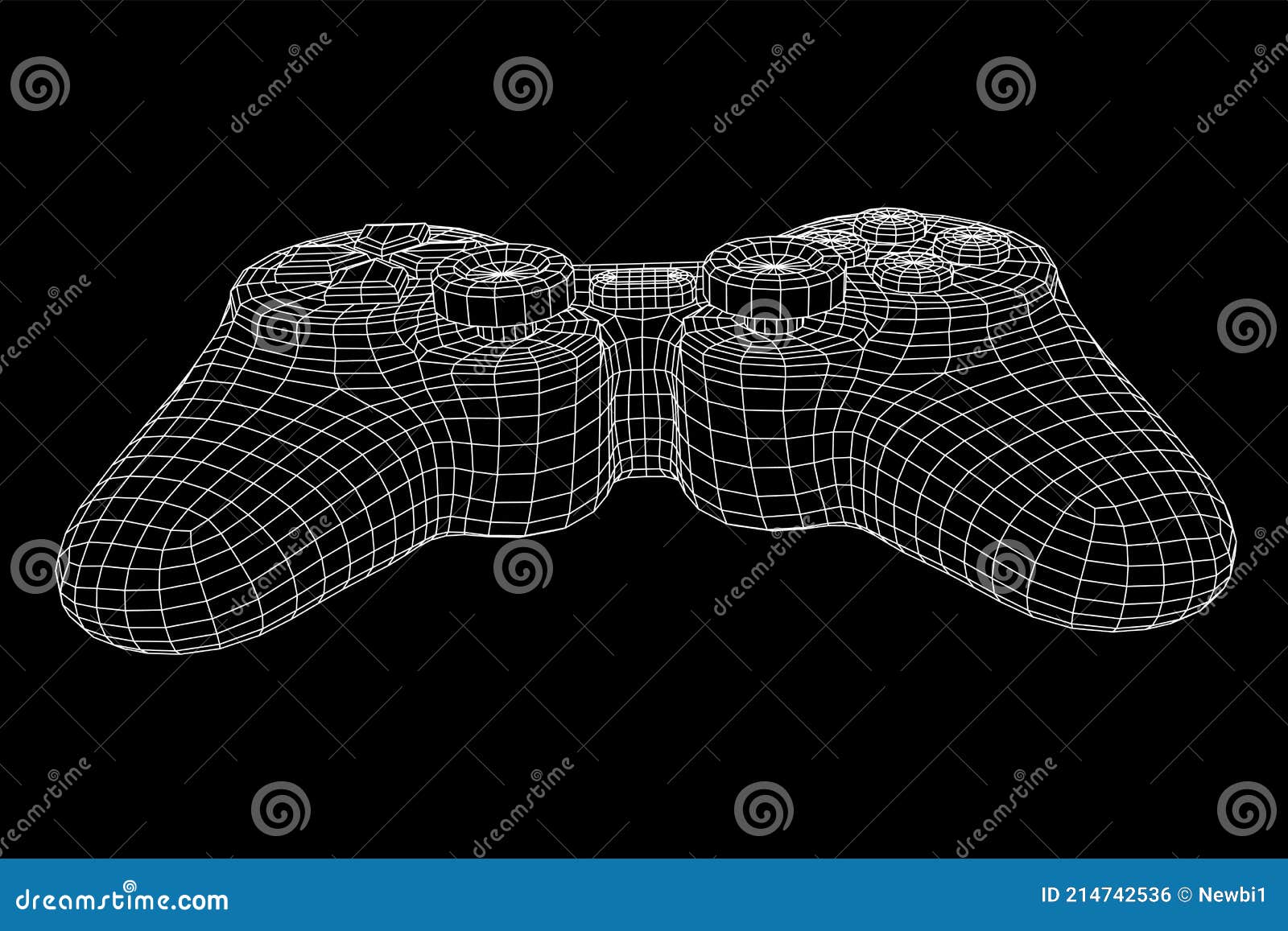 Game Controller or Gamepad for Videogames. Wireframe Low Poly Mesh ...