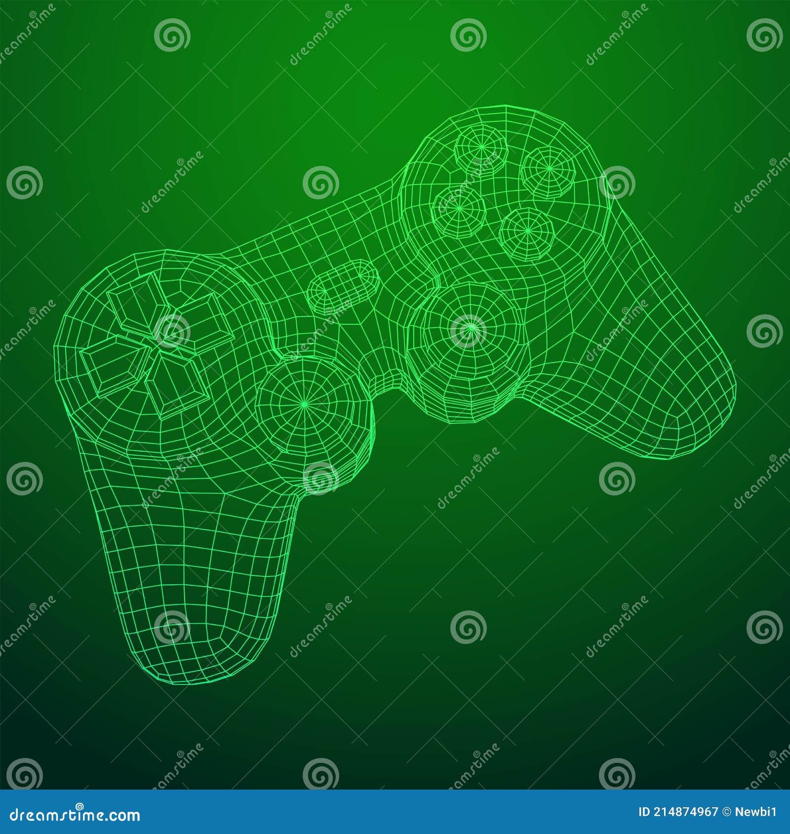 Game Controller or Gamepad for Videogames. Wireframe Low Poly Mesh ...