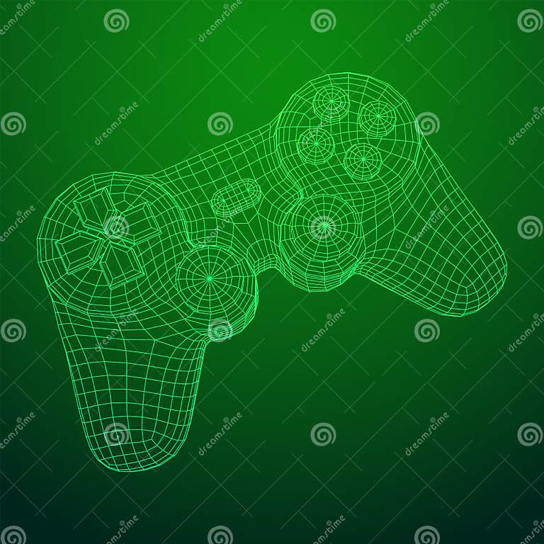 Game Controller or Gamepad for Videogames. Wireframe Low Poly Mesh ...