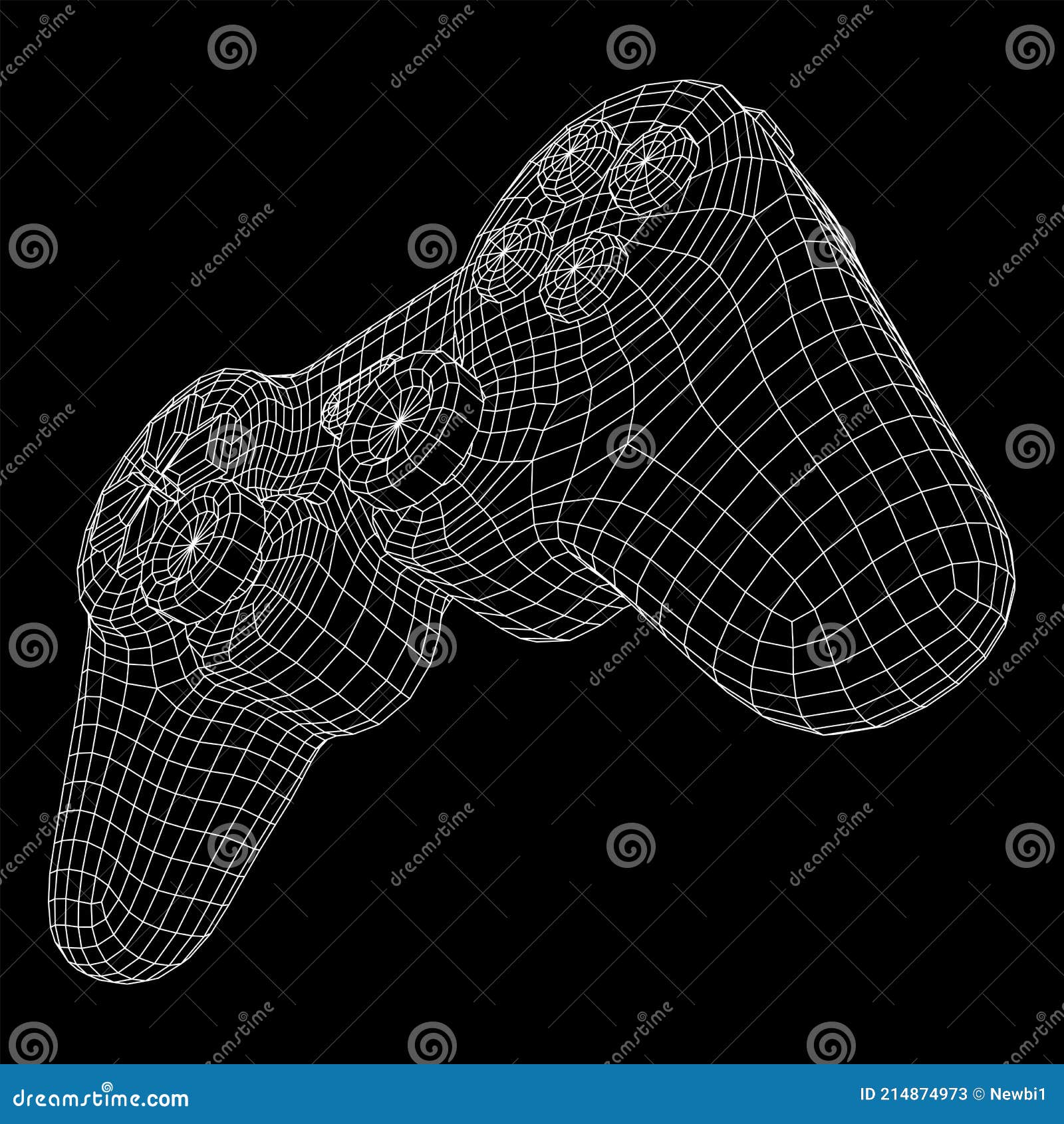 Game Controller or Gamepad for Videogames. Wireframe Low Poly Mesh ...