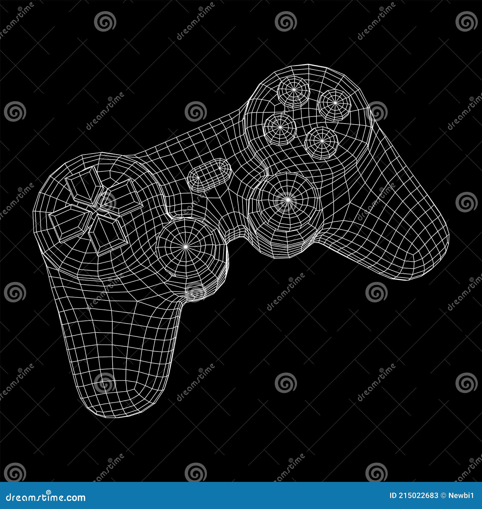 Game Controller or Gamepad for Videogames. Wireframe Low Poly Mesh ...