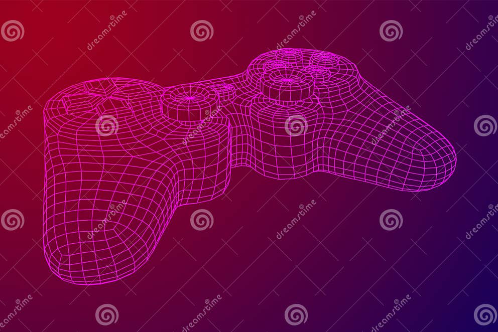 Game Controller or Gamepad for Videogames. Wireframe Low Poly Mesh ...
