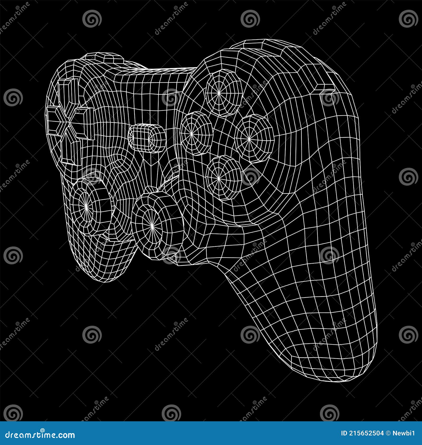 Game Controller or Gamepad for Videogames. Wireframe Low Poly Mesh ...