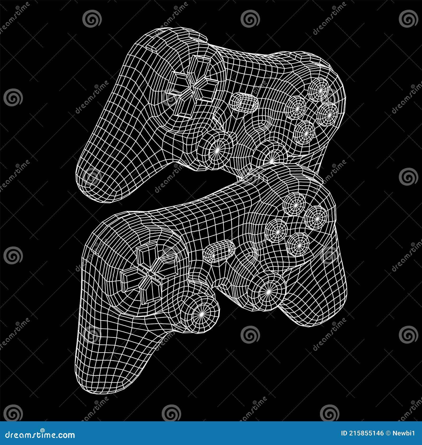 Game Controller or Gamepad for Videogames. Wireframe Low Poly Mesh ...