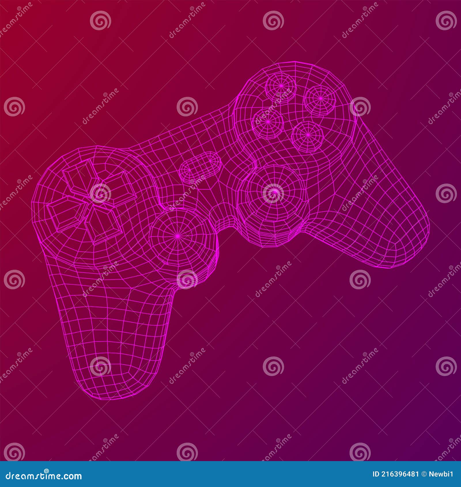 Game Controller or Gamepad for Videogames. Wireframe Low Poly Mesh ...