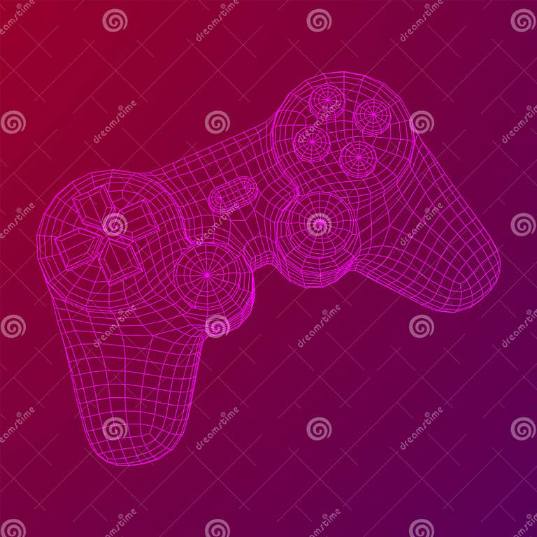 Game Controller or Gamepad for Videogames. Wireframe Low Poly Mesh ...