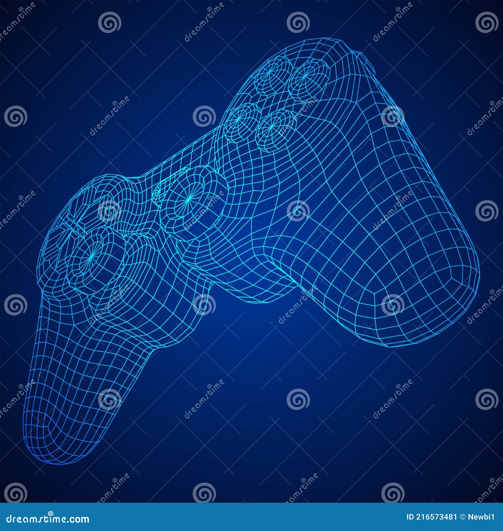 Game Controller or Gamepad for Videogames. Wireframe Low Poly Mesh ...
