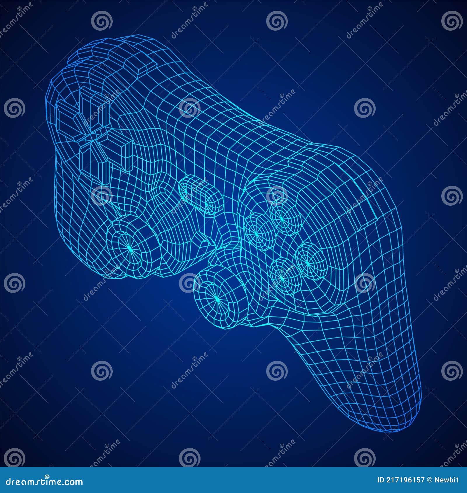 Game Controller or Gamepad for Videogames. Wireframe Low Poly Mesh ...