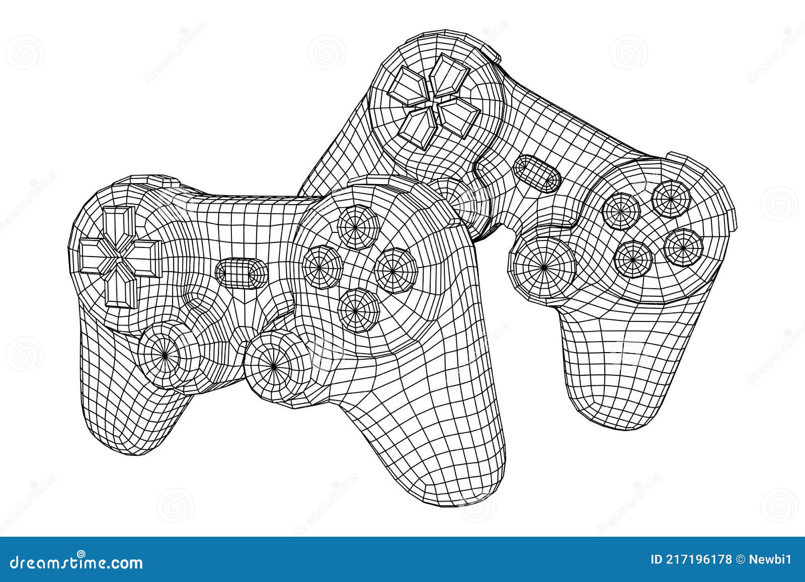 Game Controller or Gamepad for Videogames. Wireframe Low Poly Mesh ...