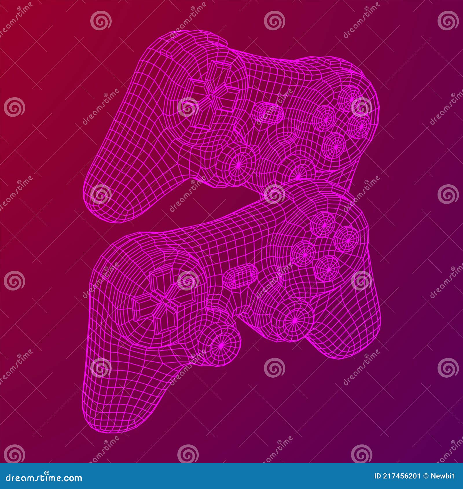 Game Controller or Gamepad for Videogames. Wireframe Low Poly Mesh ...