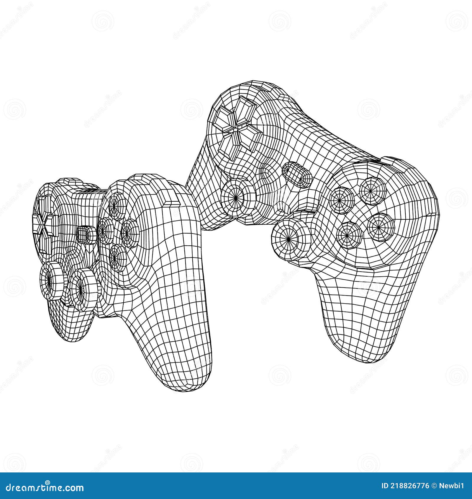 Game Controller or Gamepad for Videogames. Wireframe Low Poly Mesh ...