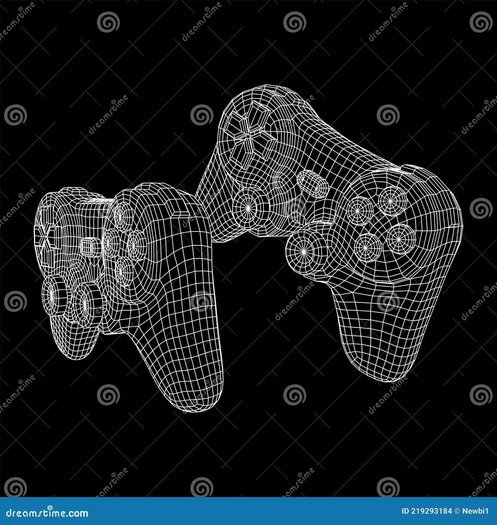 Game Controller or Gamepad for Videogames. Wireframe Low Poly Mesh ...