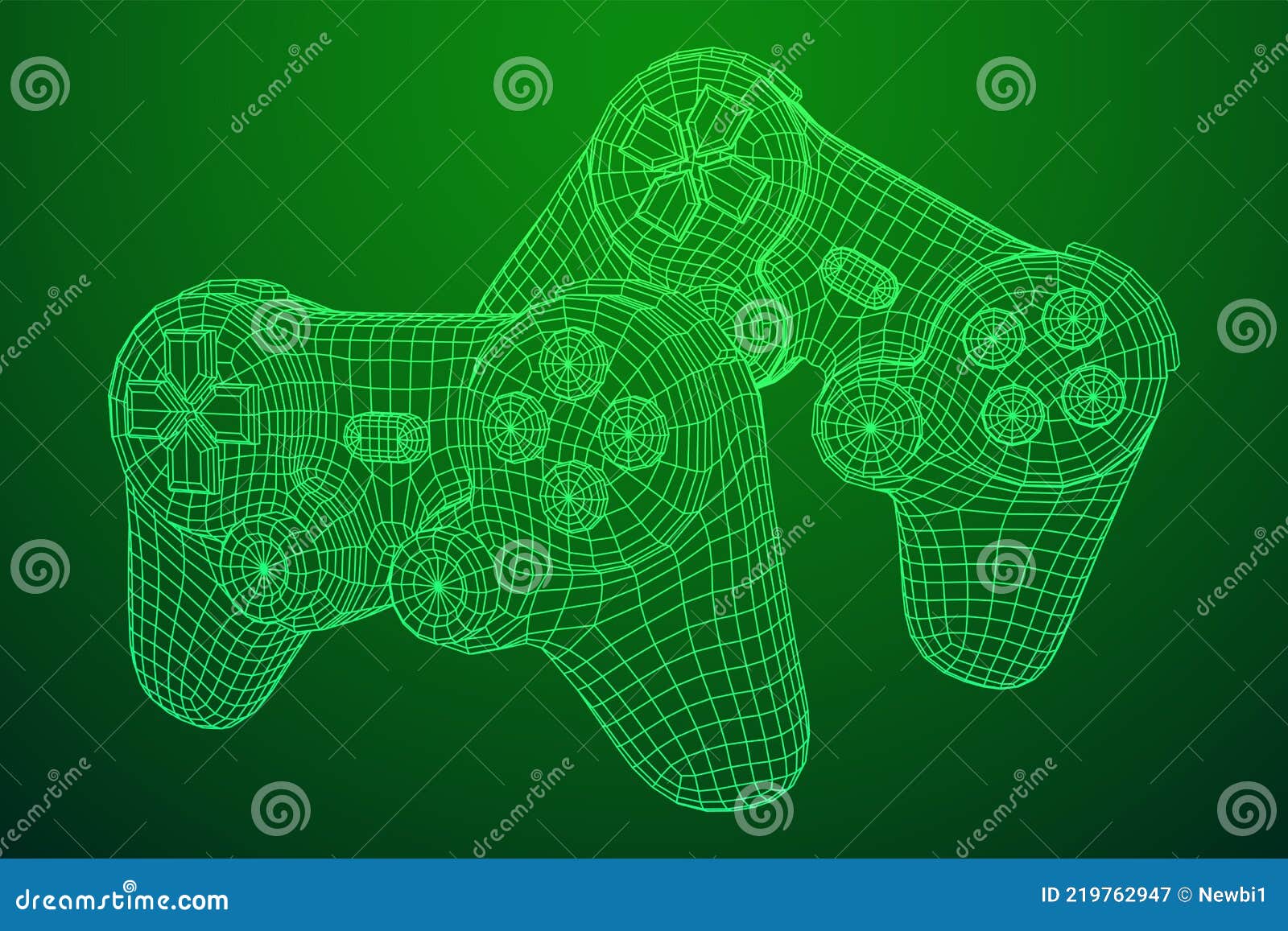 Game Controller or Gamepad for Videogames. Wireframe Low Poly Mesh ...
