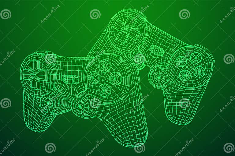 Game Controller or Gamepad for Videogames. Wireframe Low Poly Mesh ...