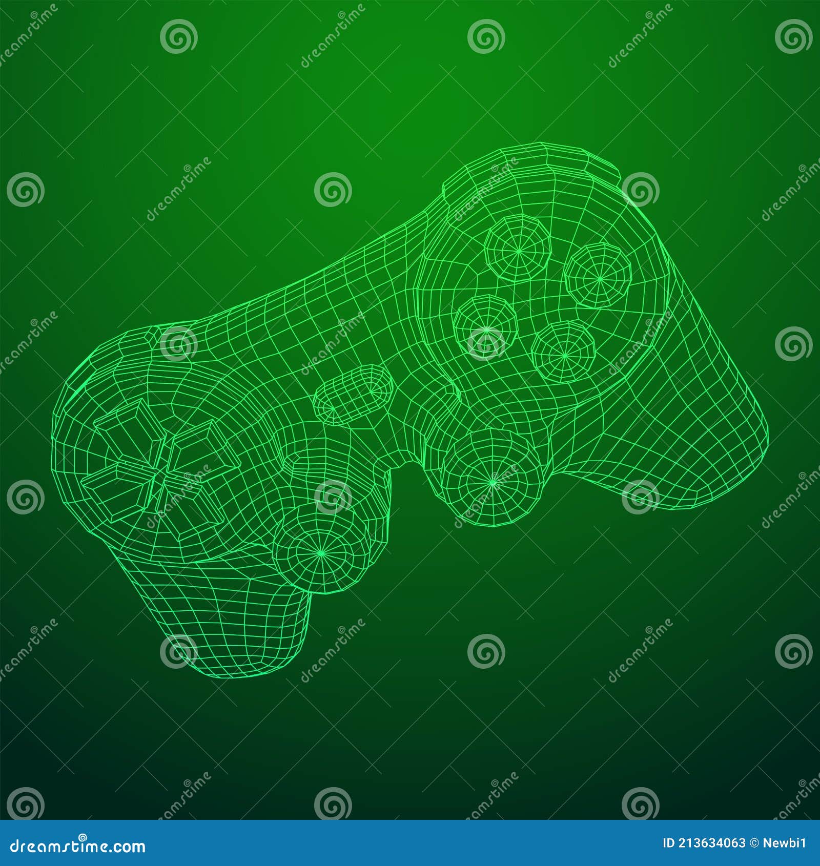 Game Controller or Gamepad for Videogames. Wireframe Low Poly Mesh ...