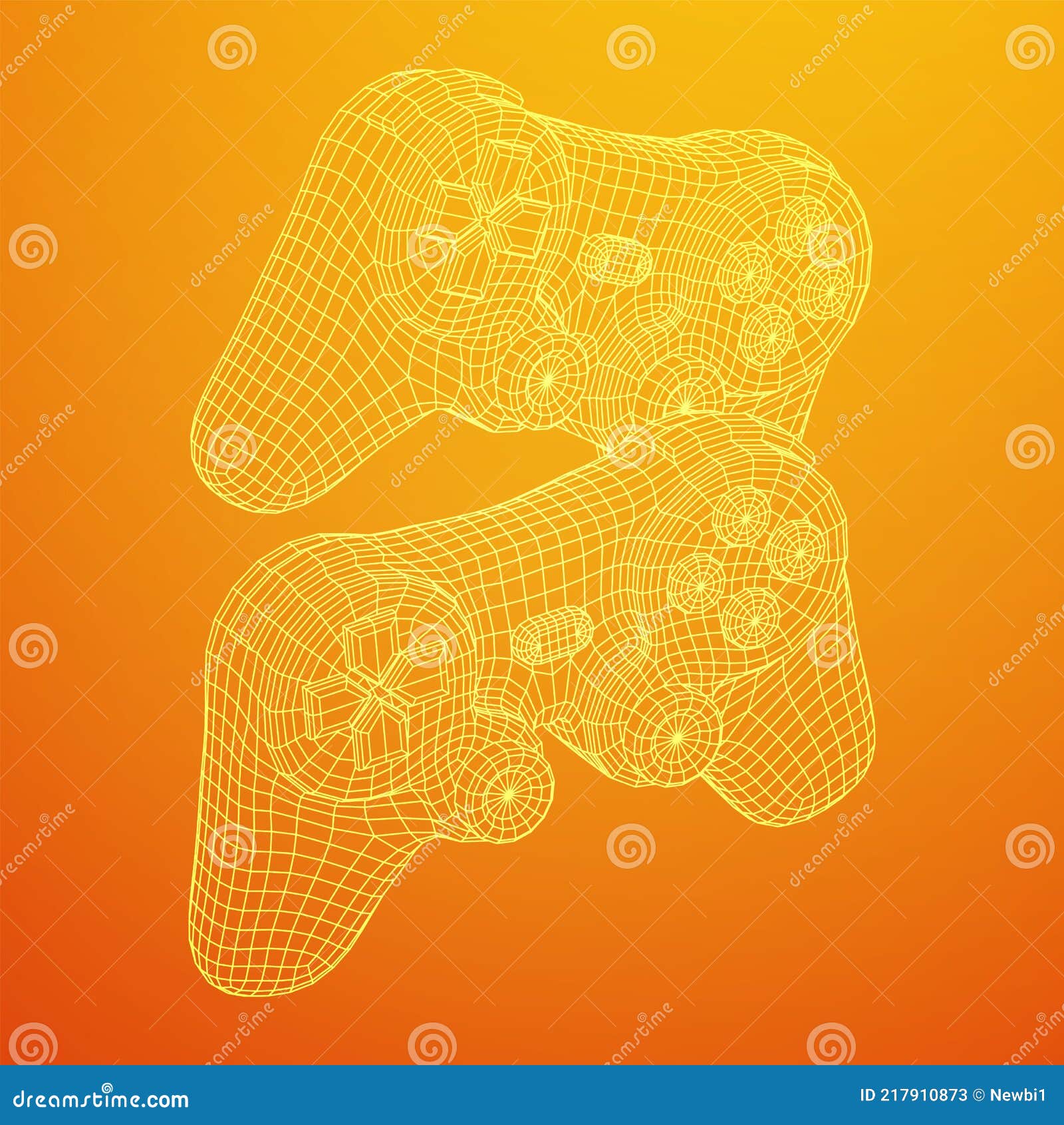 Game Controller or Gamepad for Videogames. Wireframe Low Poly Mesh ...