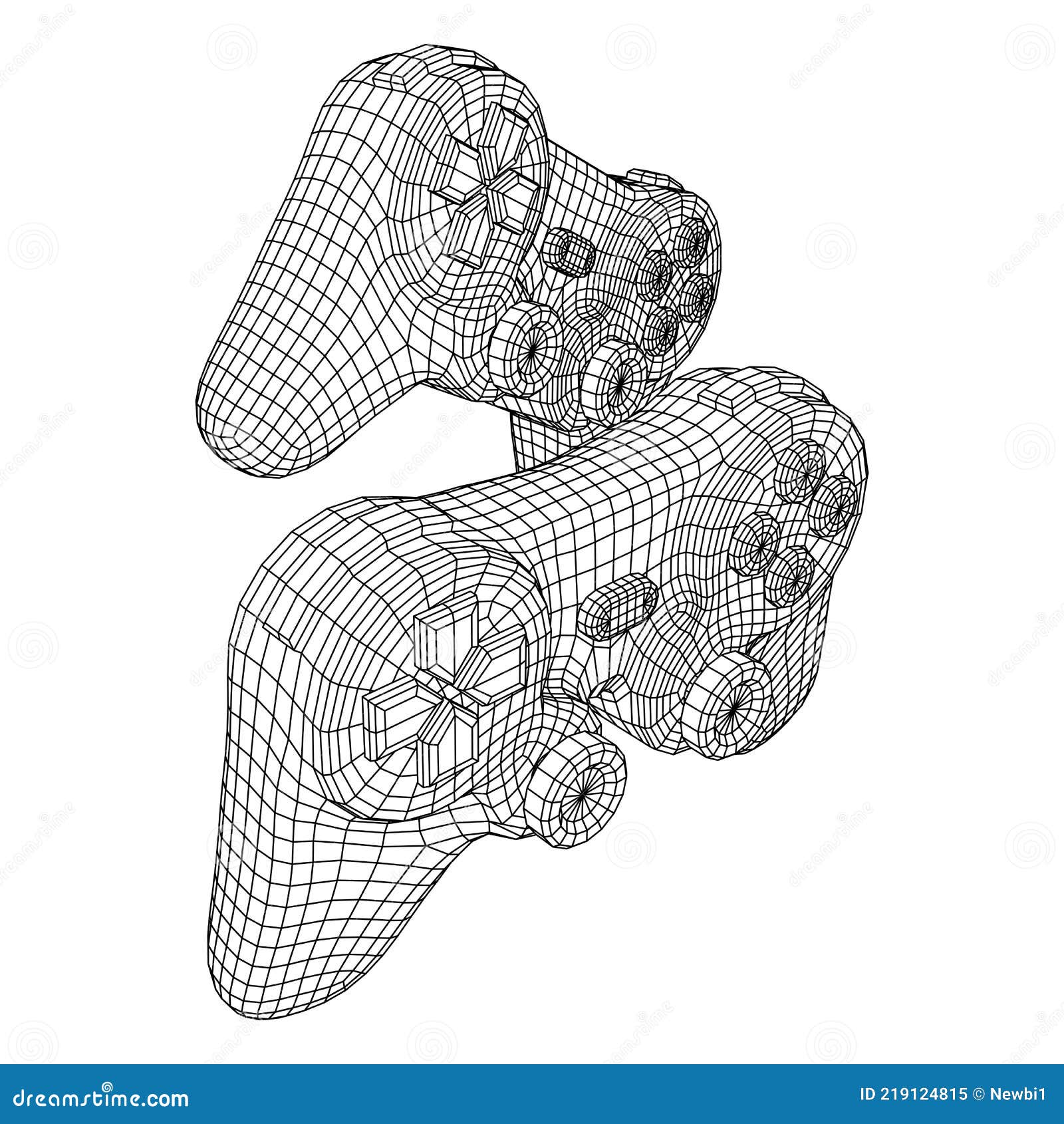 Game Controller or Gamepad for Videogames. Wireframe Low Poly Mesh ...