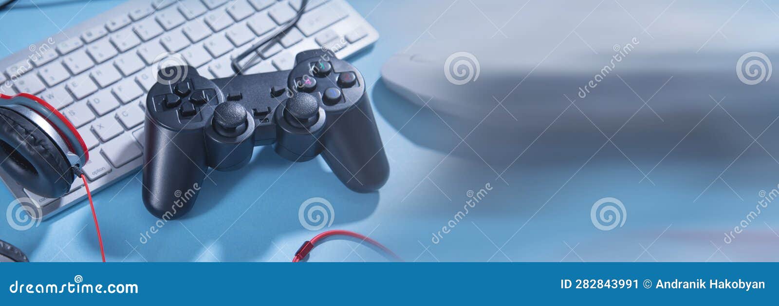 Game Controller with Headphones, Mouse and Computer Keyboard Stock ...