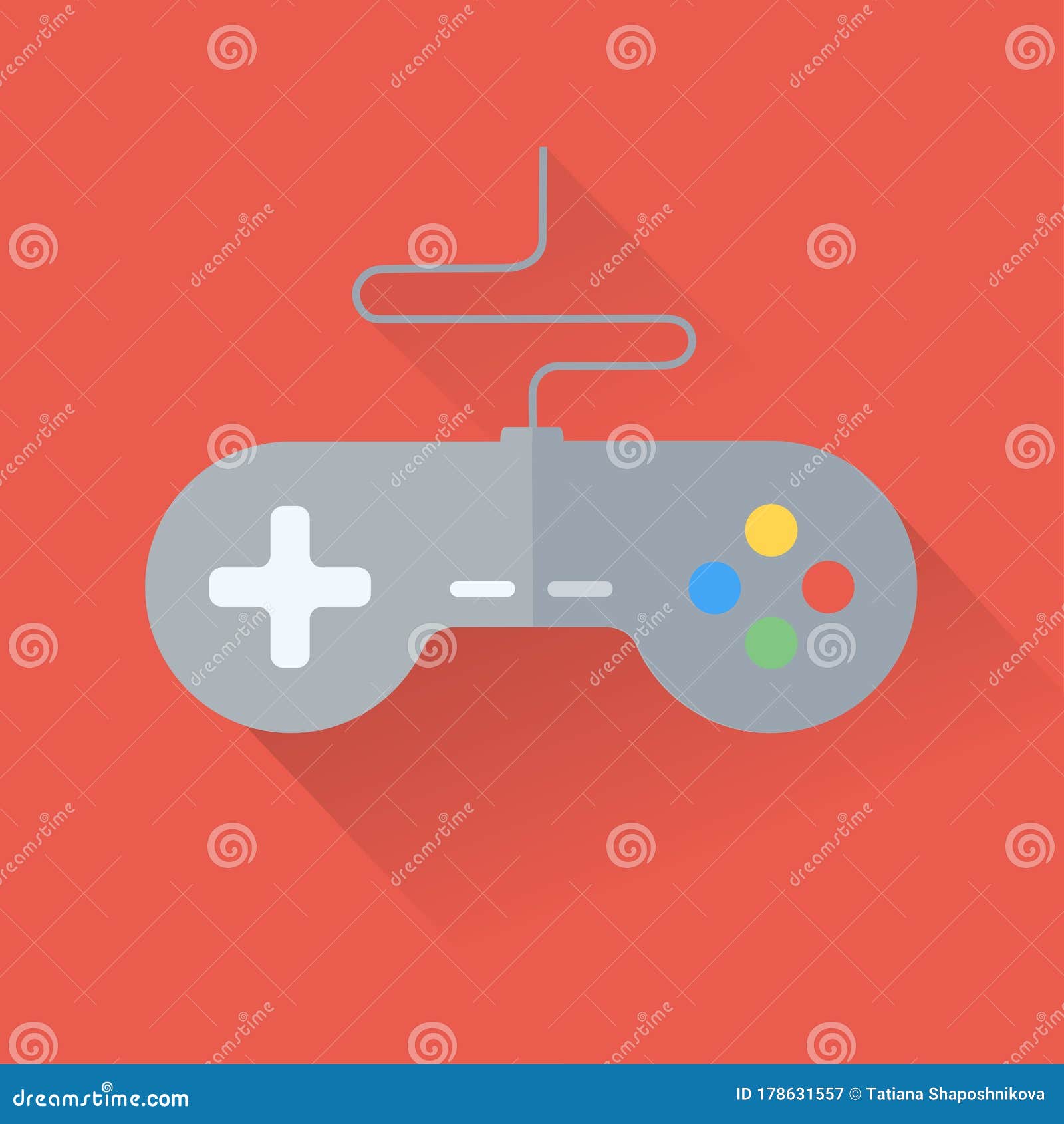 Game Controller Icon with Shadow on White Background Stock Vector ...