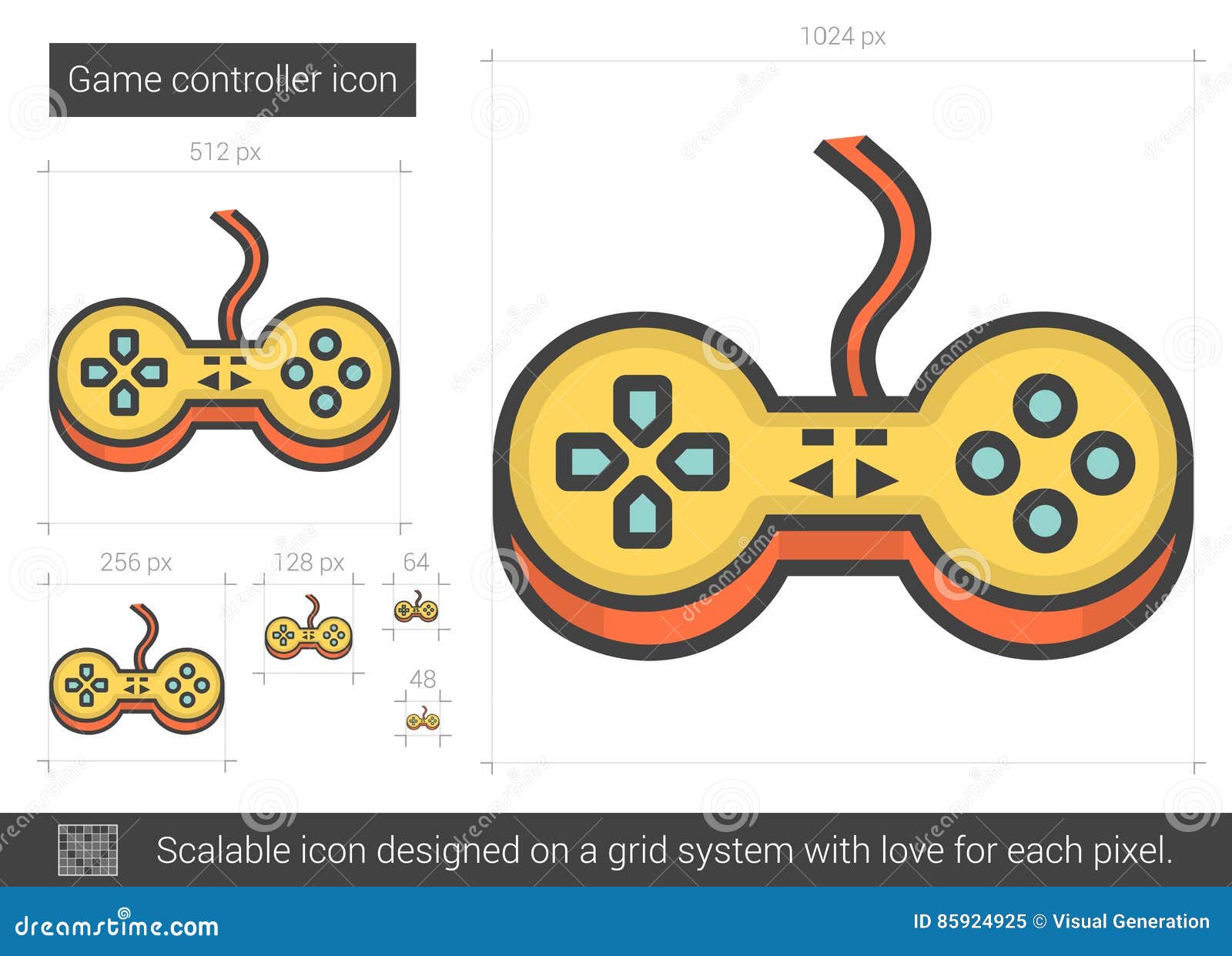 Game controller line icon. stock vector. Illustration of graphic - 85924925