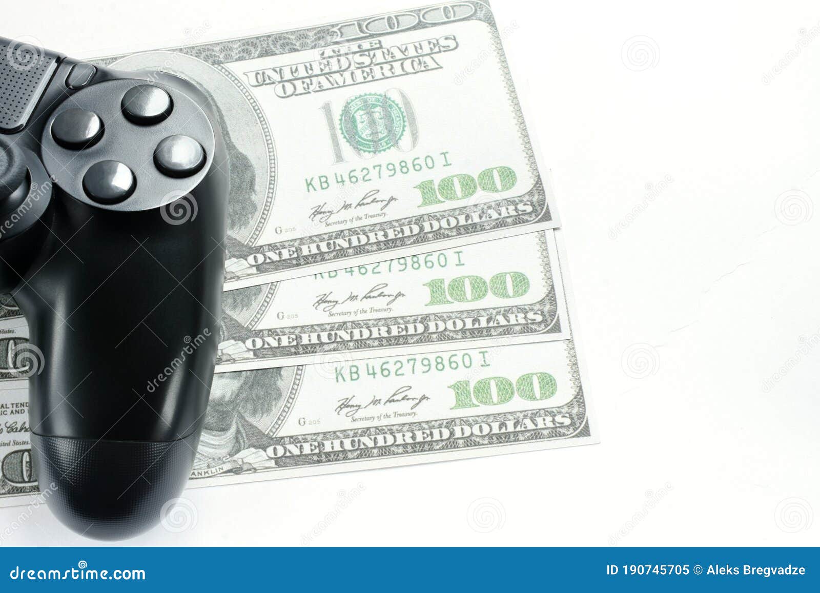 Game Controller on the One Hundred Us Dollars Stock Image - Image of ...