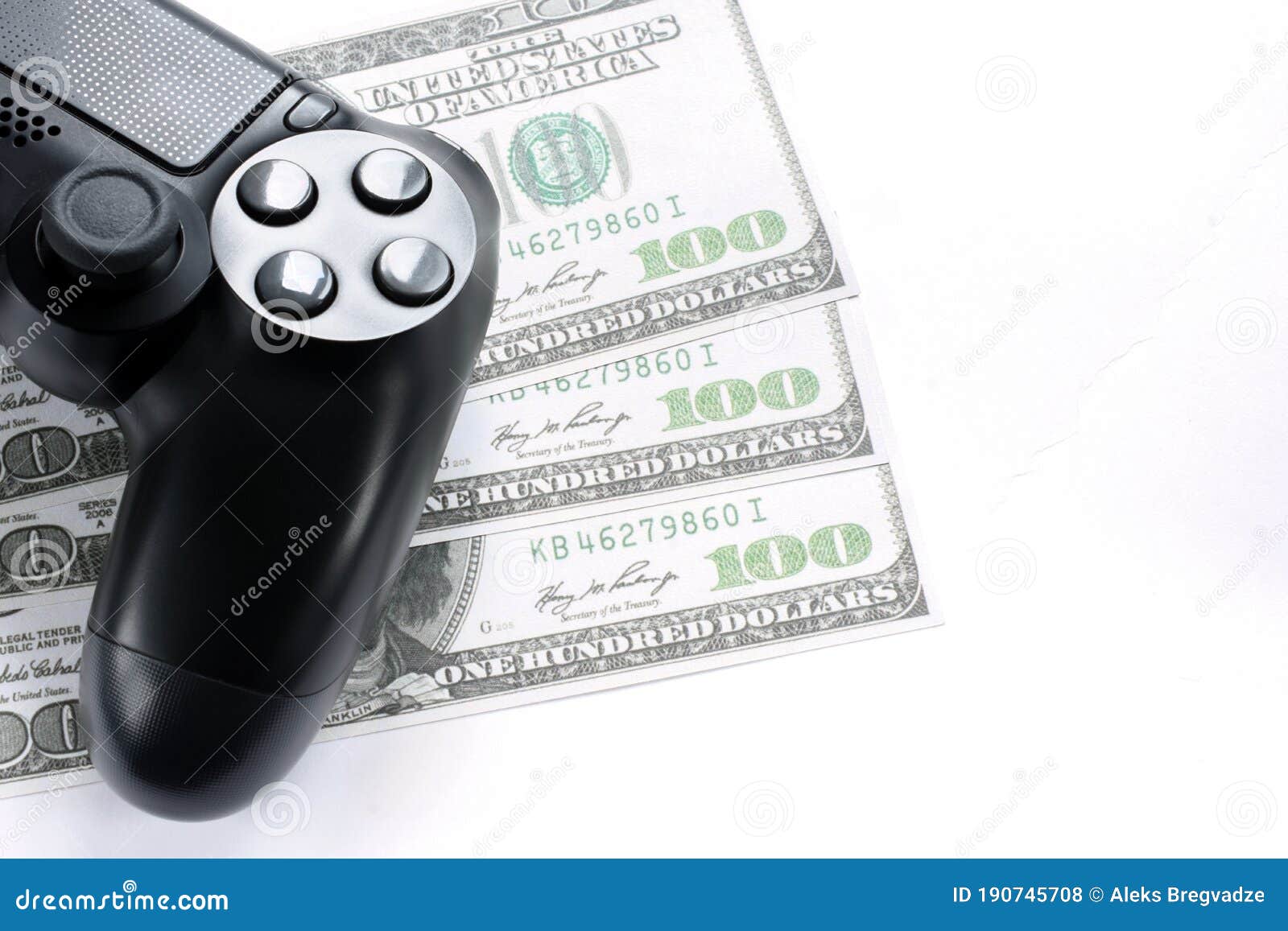 Game Controller on the One Hundred Us Dollars Stock Photo - Image of ...