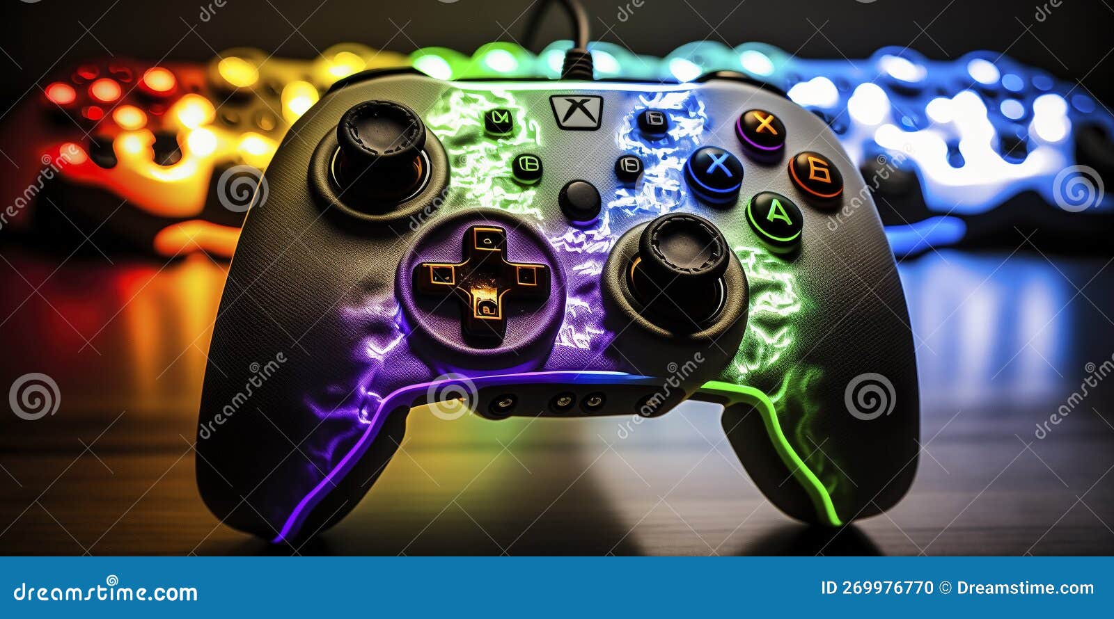 Game Controller with Rgb Led Light Stock Illustration - Illustration of ...