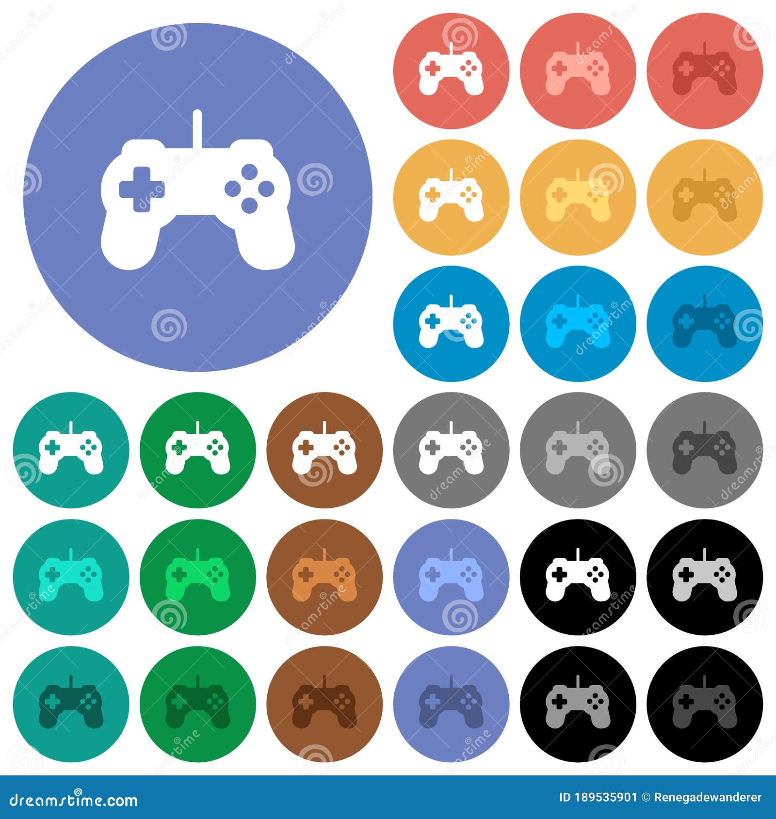 Game Controller Round Flat Multi Colored Icons Stock Vector ...